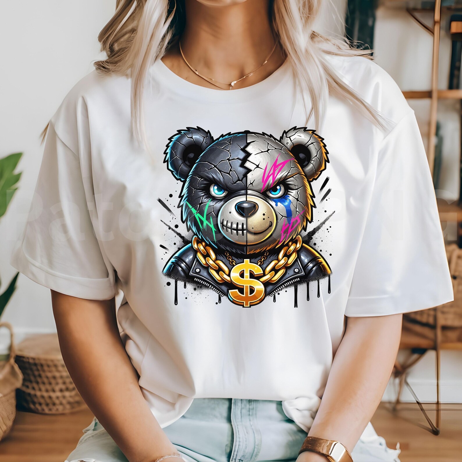 Split Personality Gangsta Bear PNG | Cute Dark Graffiti Style | Hip Hop ...