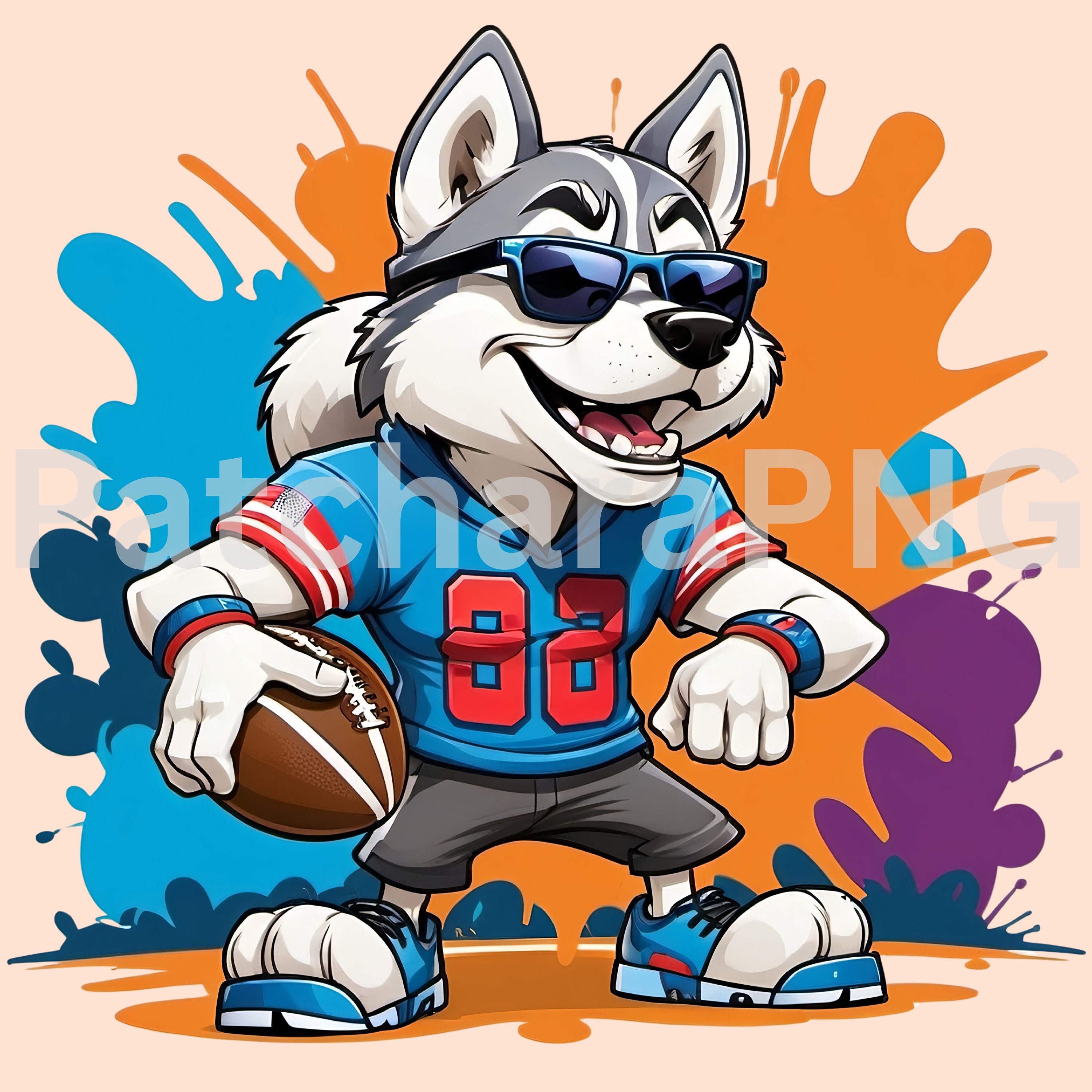 American Football Husky Graffiti Art Hip-hop Animal With Ball Urban ...