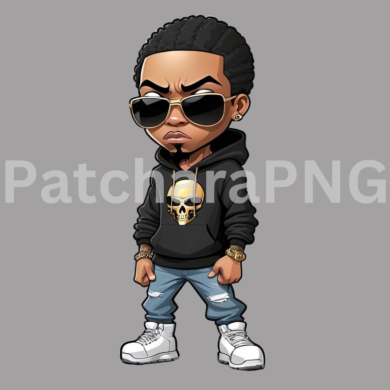 Rapper Cartoon Illustration, Edgy Urban Artwork,graffiti Style Digital ...