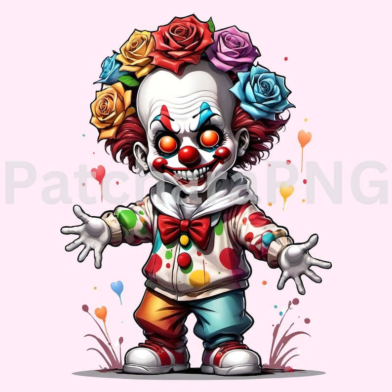 Creepy Graffiti Clown-rose, PNG File Trippy Graffiti Digital T-shirt ...