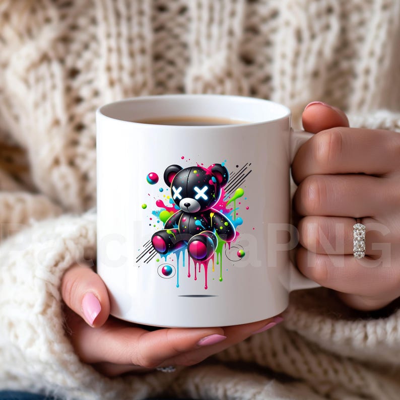 Neon Drip Bear PNG – Graffiti Street Art Teddy Sublimation Design ...