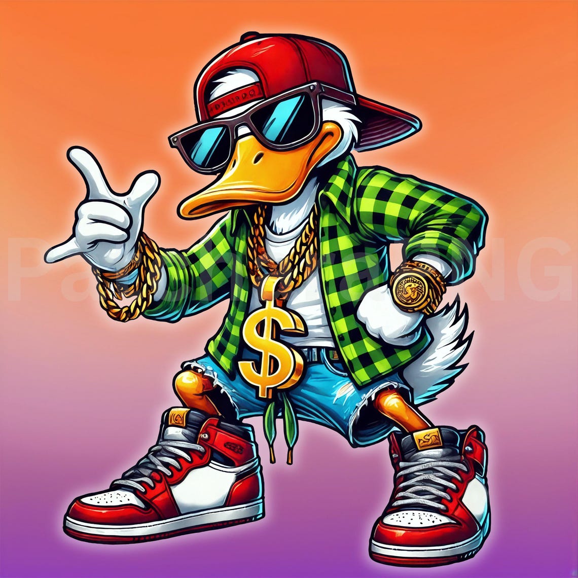 Cool Rapper Duck PNG | Hip-hop Duck Cartoon Character | Streetwear ...