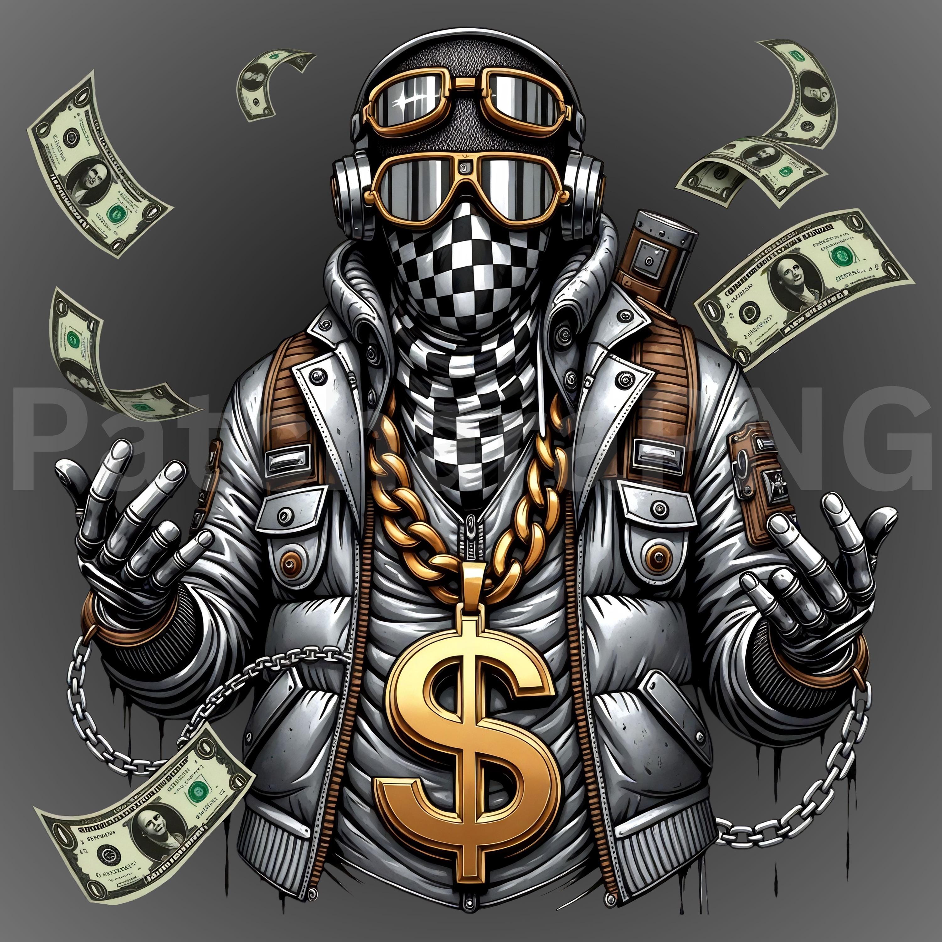 Trap Money Man PNG Graffiti Style | Urban Fashion Dollar Chain Art ...
