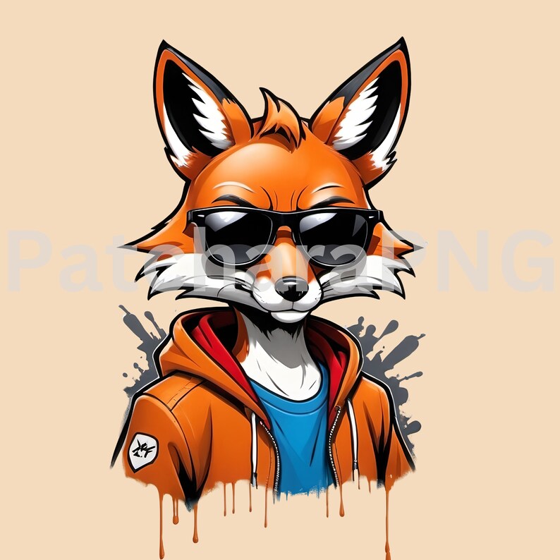 Determined Cartoon Hip-hop Fox Graffiti Art - Graffiti Art Fox Clip Art ...