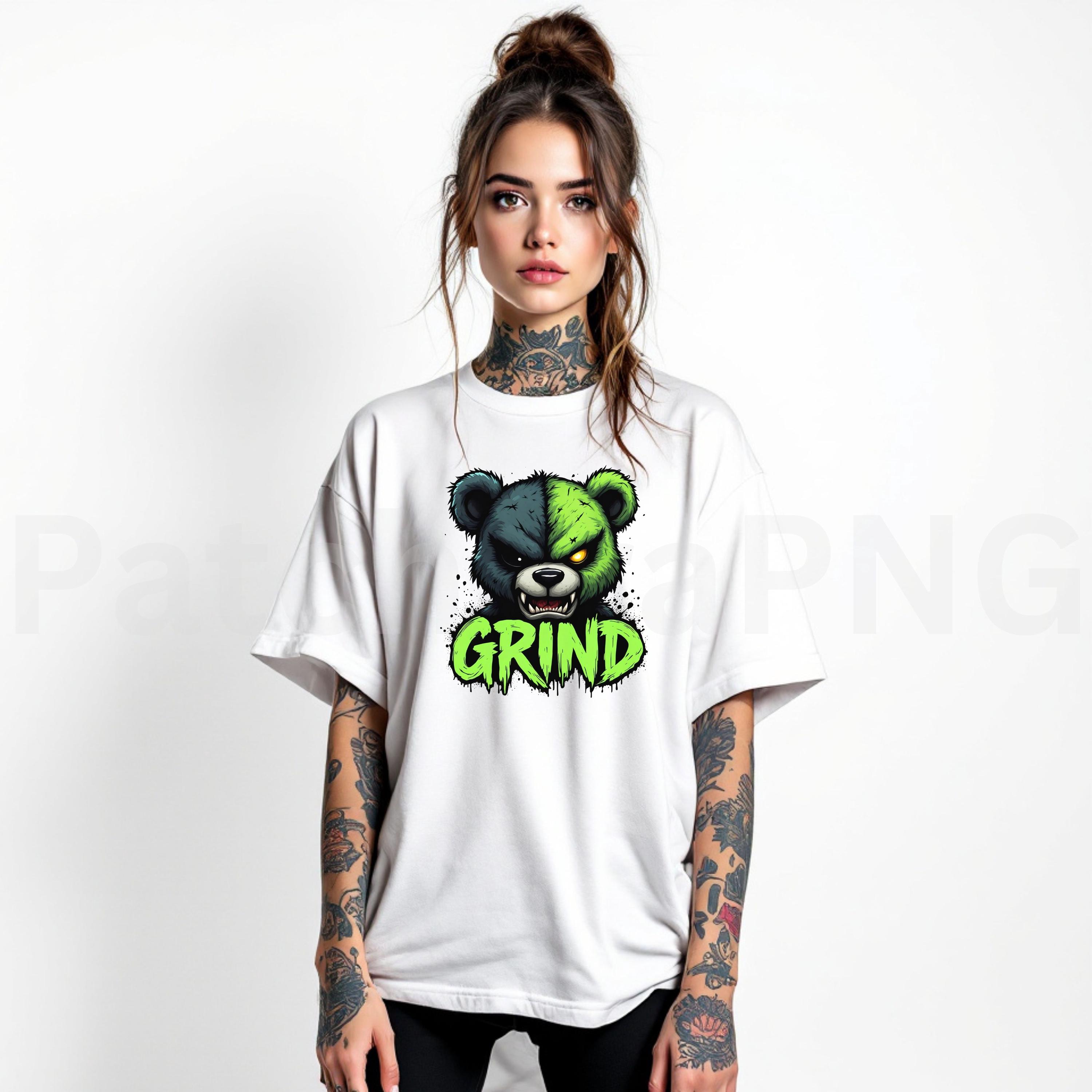 Grind Bear PNG | Hustle Teddy Clipart With Green Face | Motivational ...