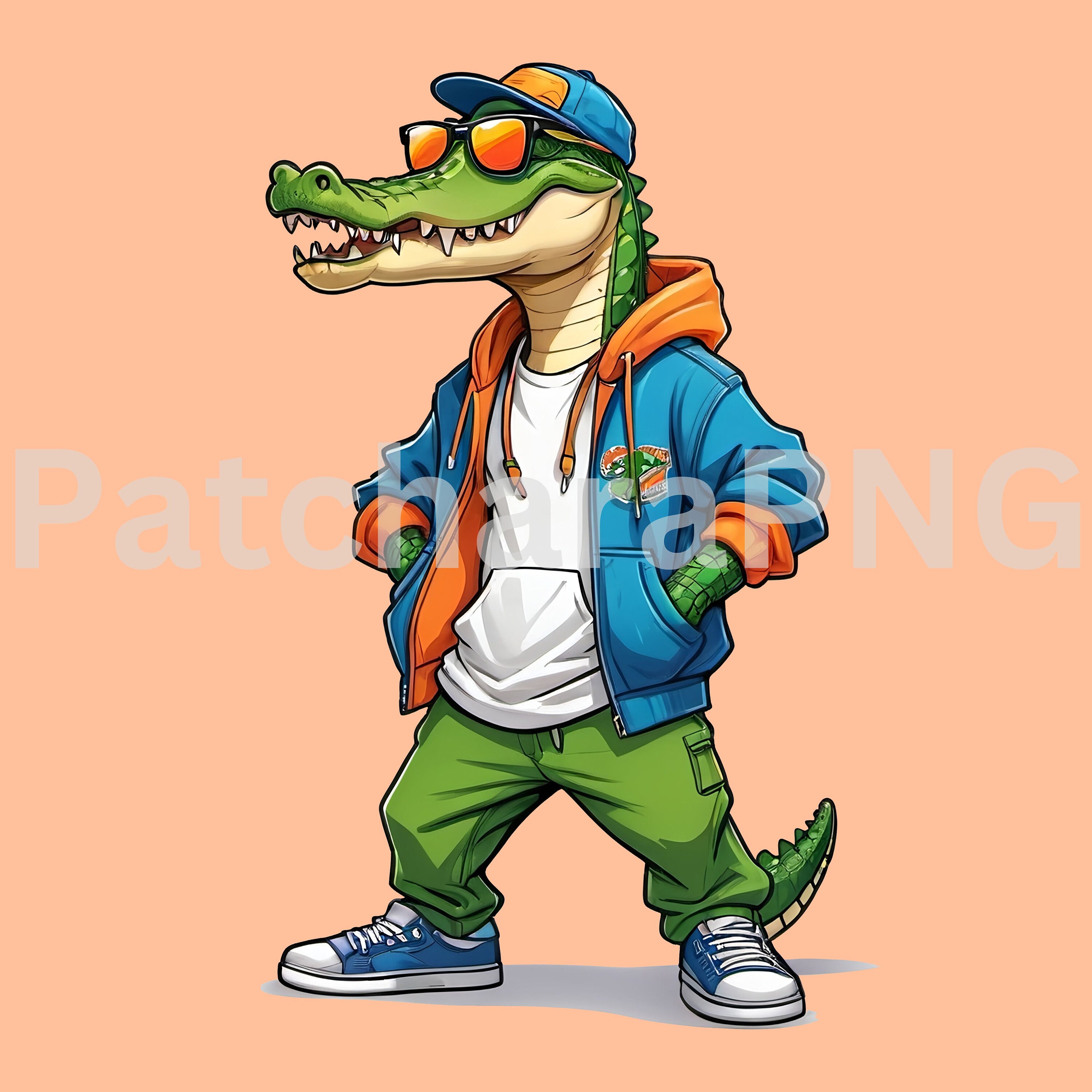 Swag Gator PNG | Alligator Clipart in Hoodie and Sneakers | Cool Urban ...