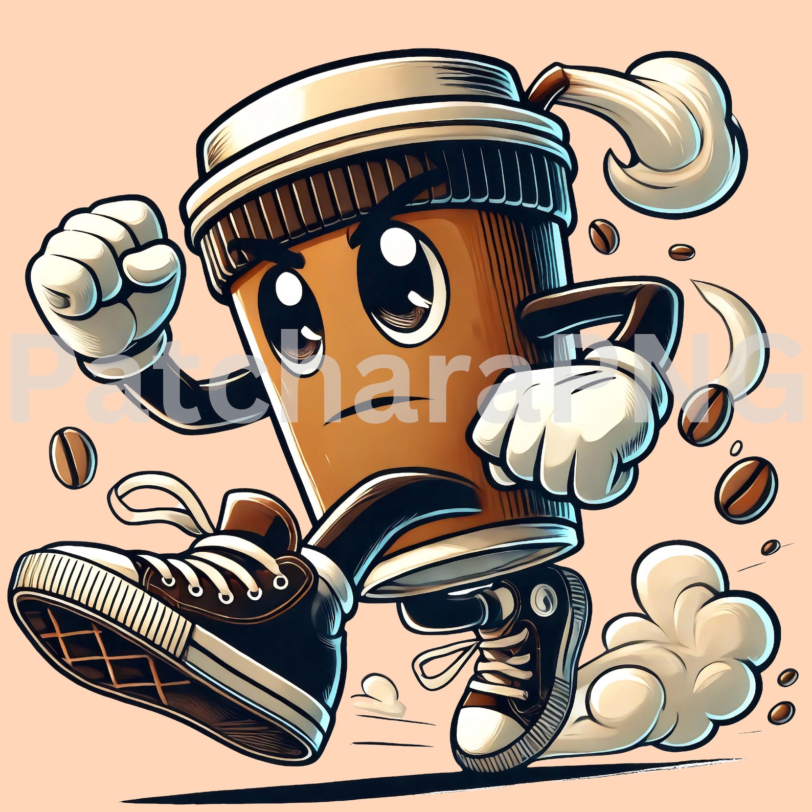 Running Coffee Cup PNG | Cute Cartoon Coffee Cup Clipart | Coffee Lover ...