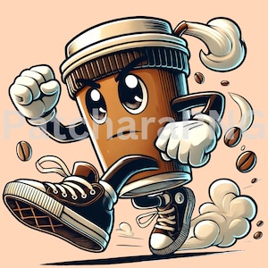 Running Coffee Cup PNG Cute Cartoon Coffee Cup Clipart Coffee Lover ...