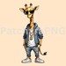Hip-hop Giraffe Graffiti Art Cool Cartoon Giraffe With Gold Chains and ...