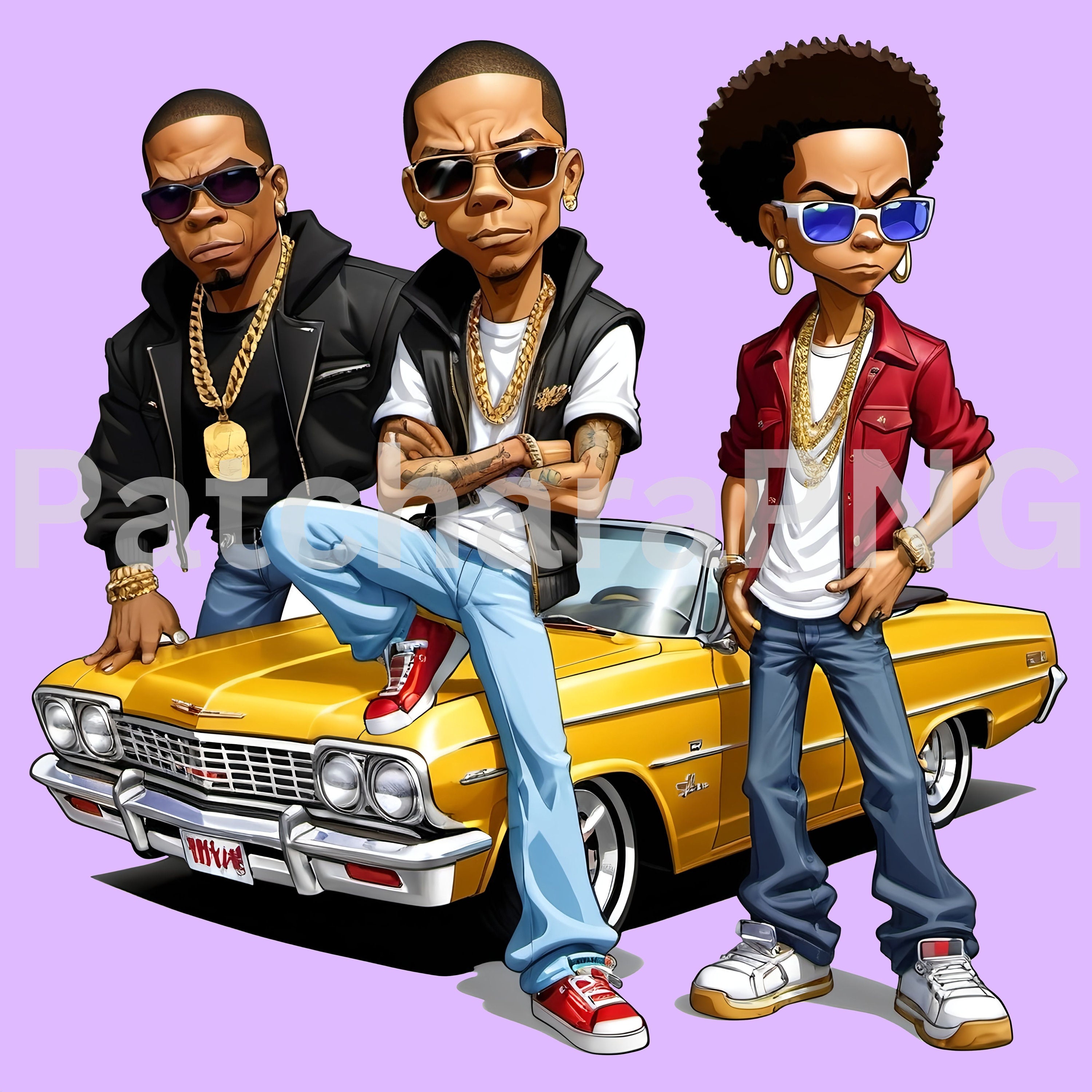 Hip-hop Cartoon Chevy Impala PNG Vintage Car Clipart Digital Download ...