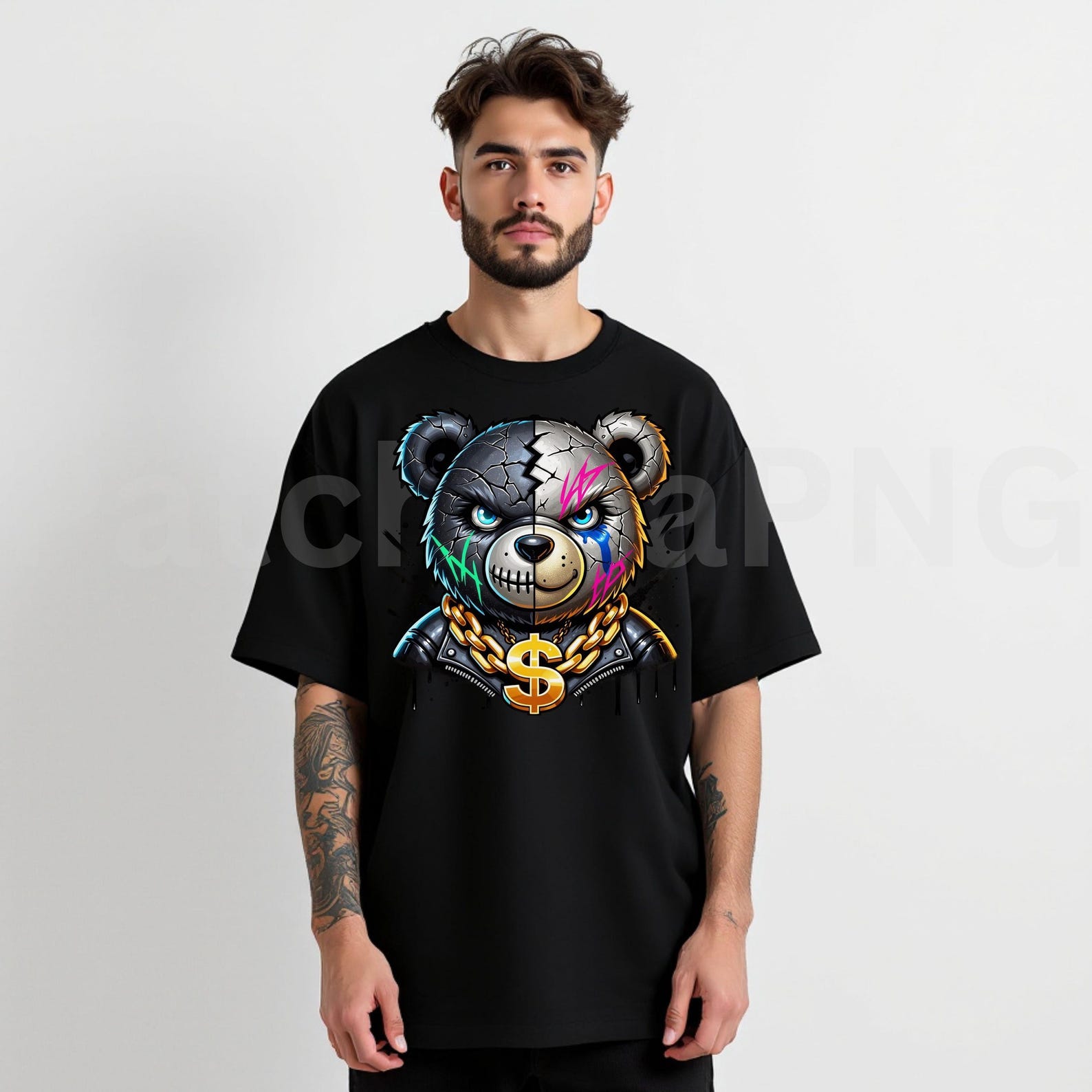 Split Personality Gangsta Bear PNG | Cute Dark Graffiti Style | Hip Hop ...