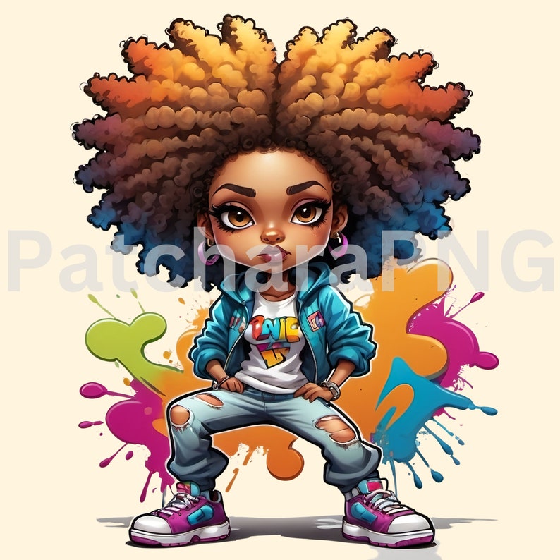 Graffiti Afro Hair Girl Clipart Digital Download Hip Hop Girl Art ...