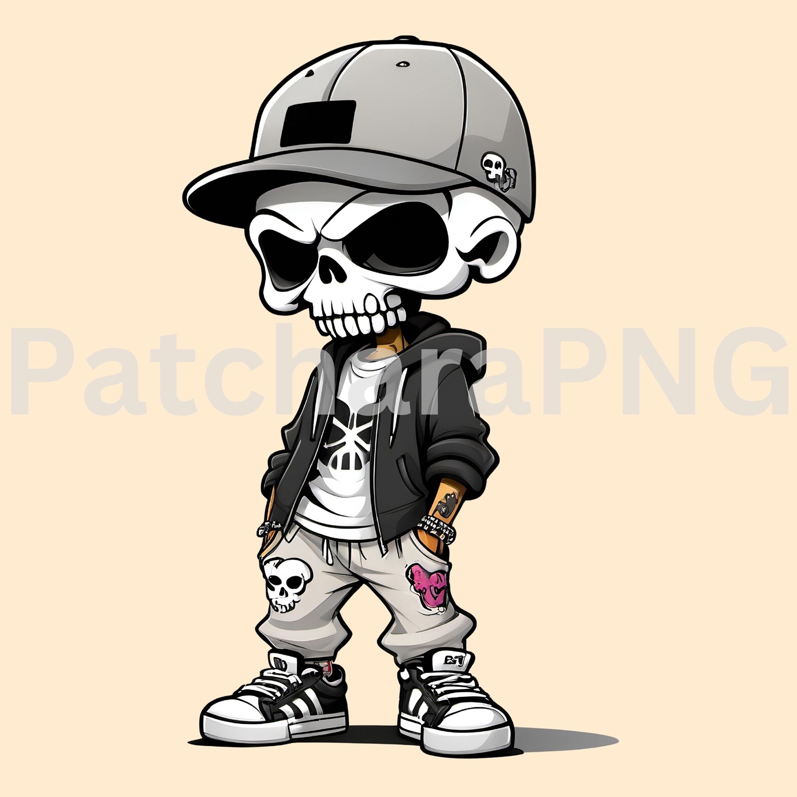 Cool Skull Cartoon Character in Hip-hop Streetwear | Graffiti-style ...