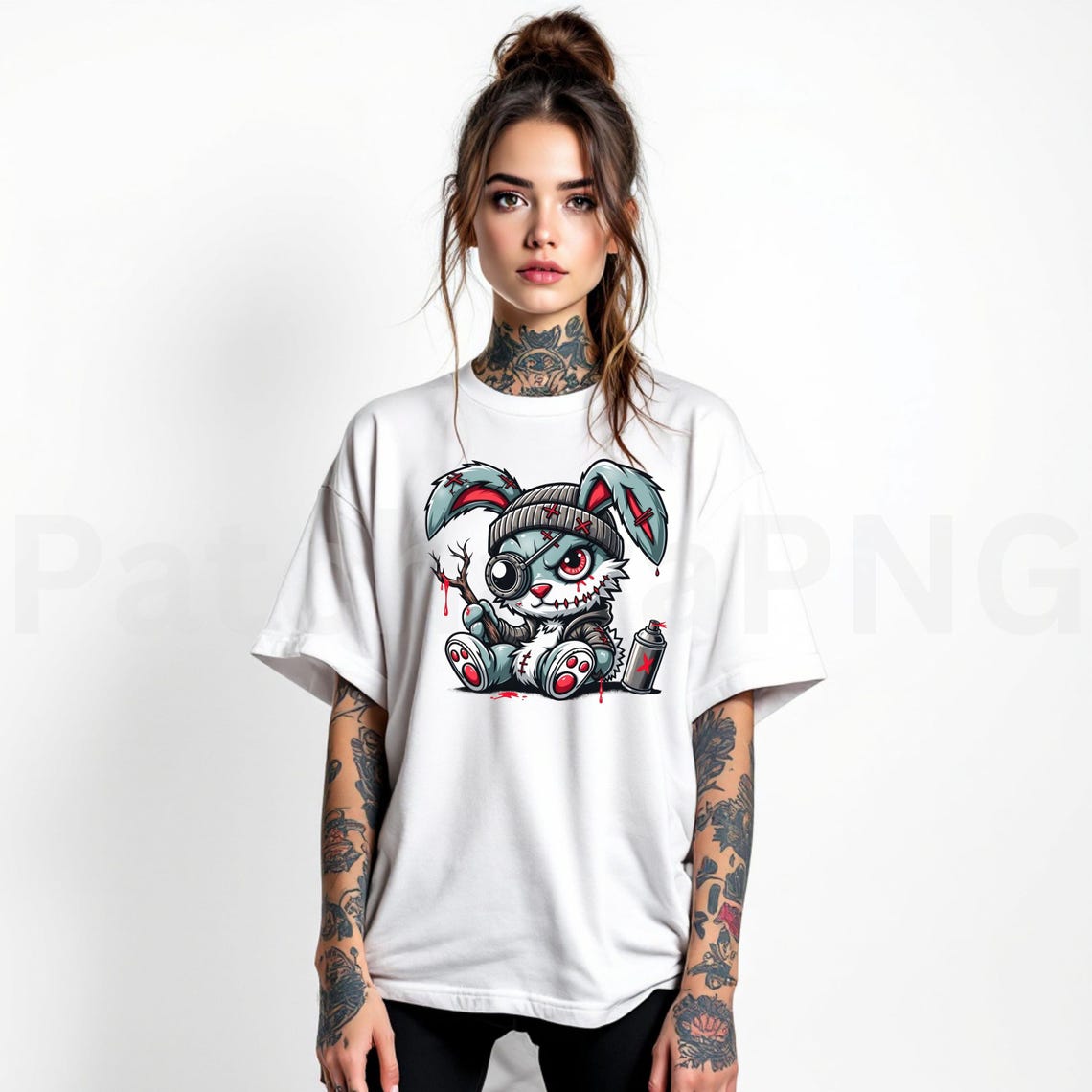 Graffiti Bunny PNG | Dark Cute Bunny Clipart With Spray Can | Urban ...