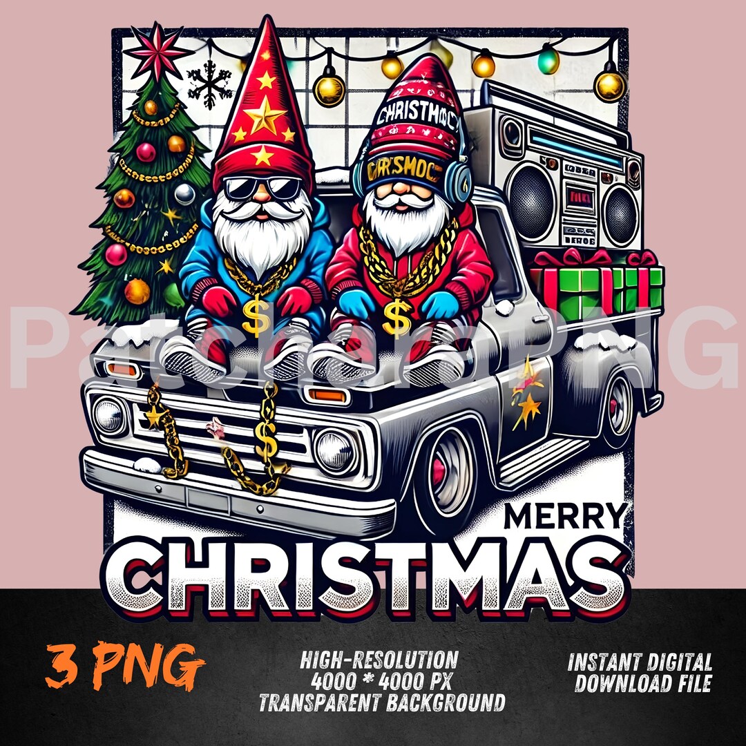 Hip-hop Santa and Elf PNG | Cool Christmas Cartoon Graphic | Digital ...