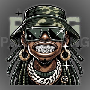 Rapper Bling PNG | Hip Hop Graffiti Style Clipart for DTF, Sublimation ...
