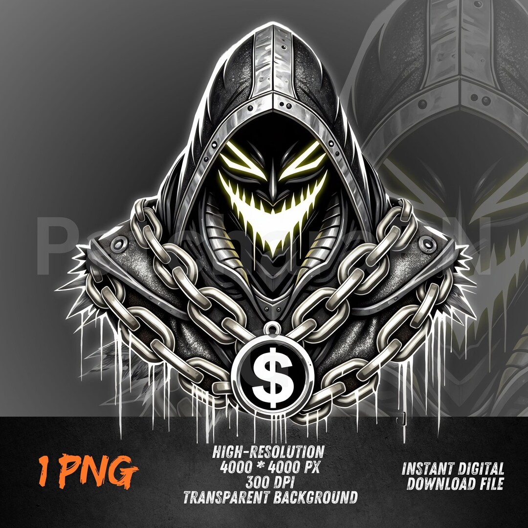 Money Demon Hooded PNG | Graffiti Dark Streetwear Art | Sublimation PNG ...