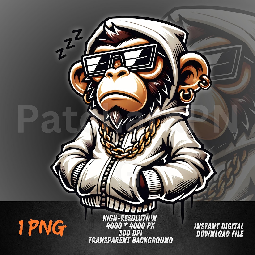 Sleepy Monkey PNG | Urban Monkey Clipart With Hoodie | Chill Ape ...