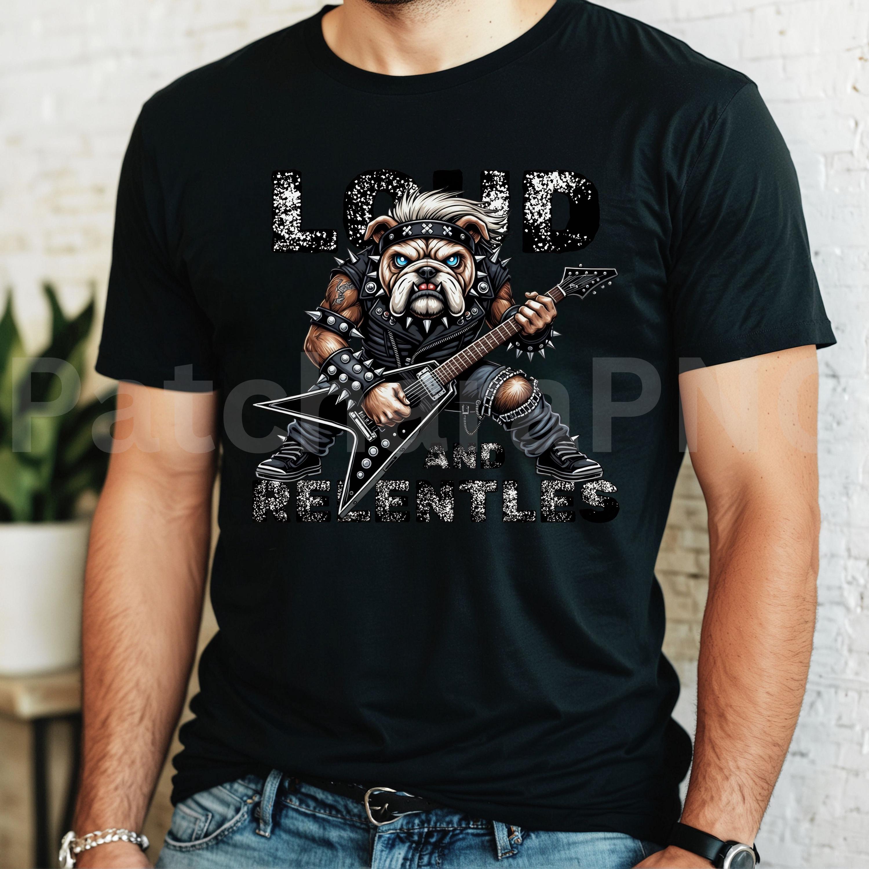 Metal Bulldog PNG | Rock Guitar Dog Clipart for Punk Shirts | Loud and ...