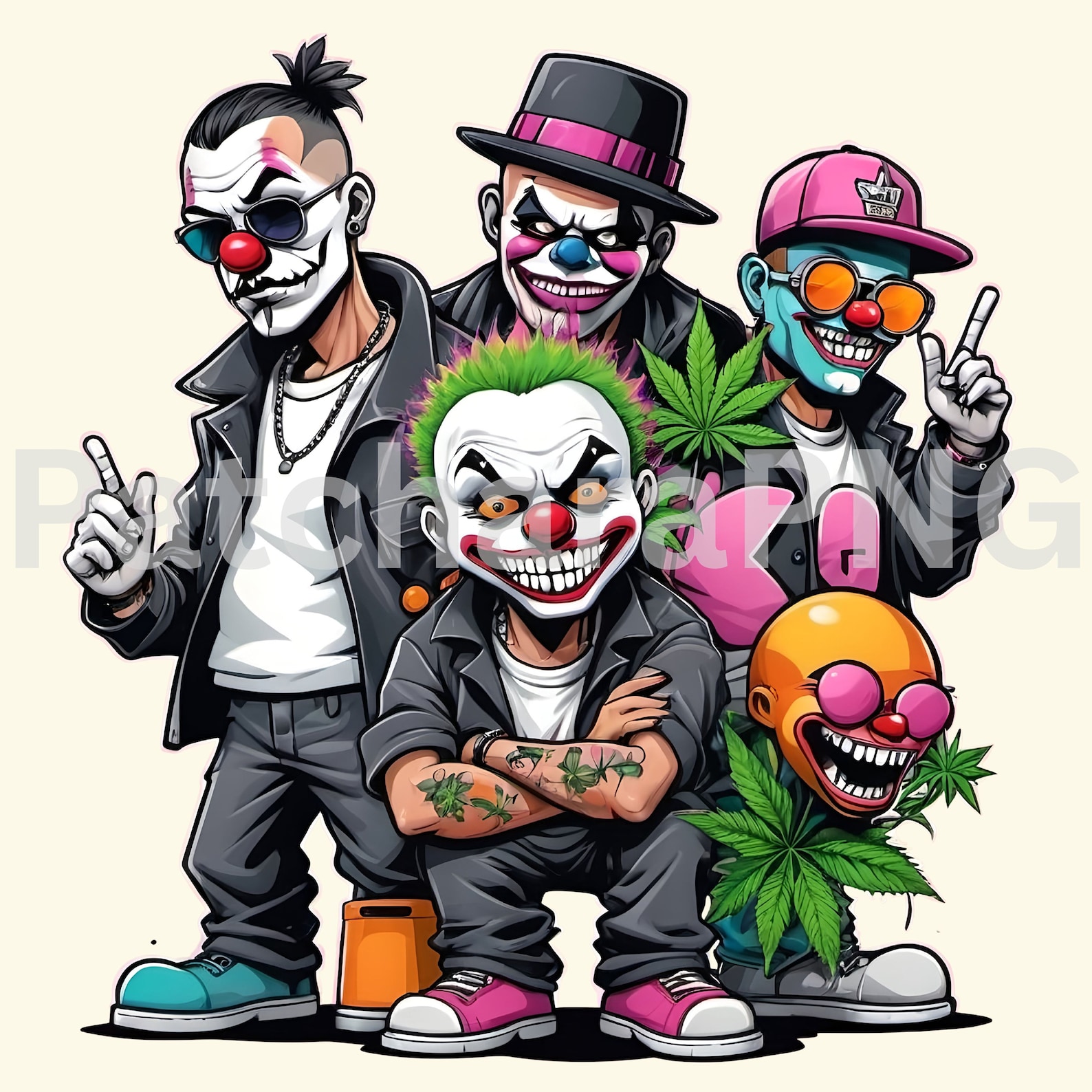 Clown Cyberpunk Gangster Cartoon, Graffiti Art Print, , Weed, Spray ...