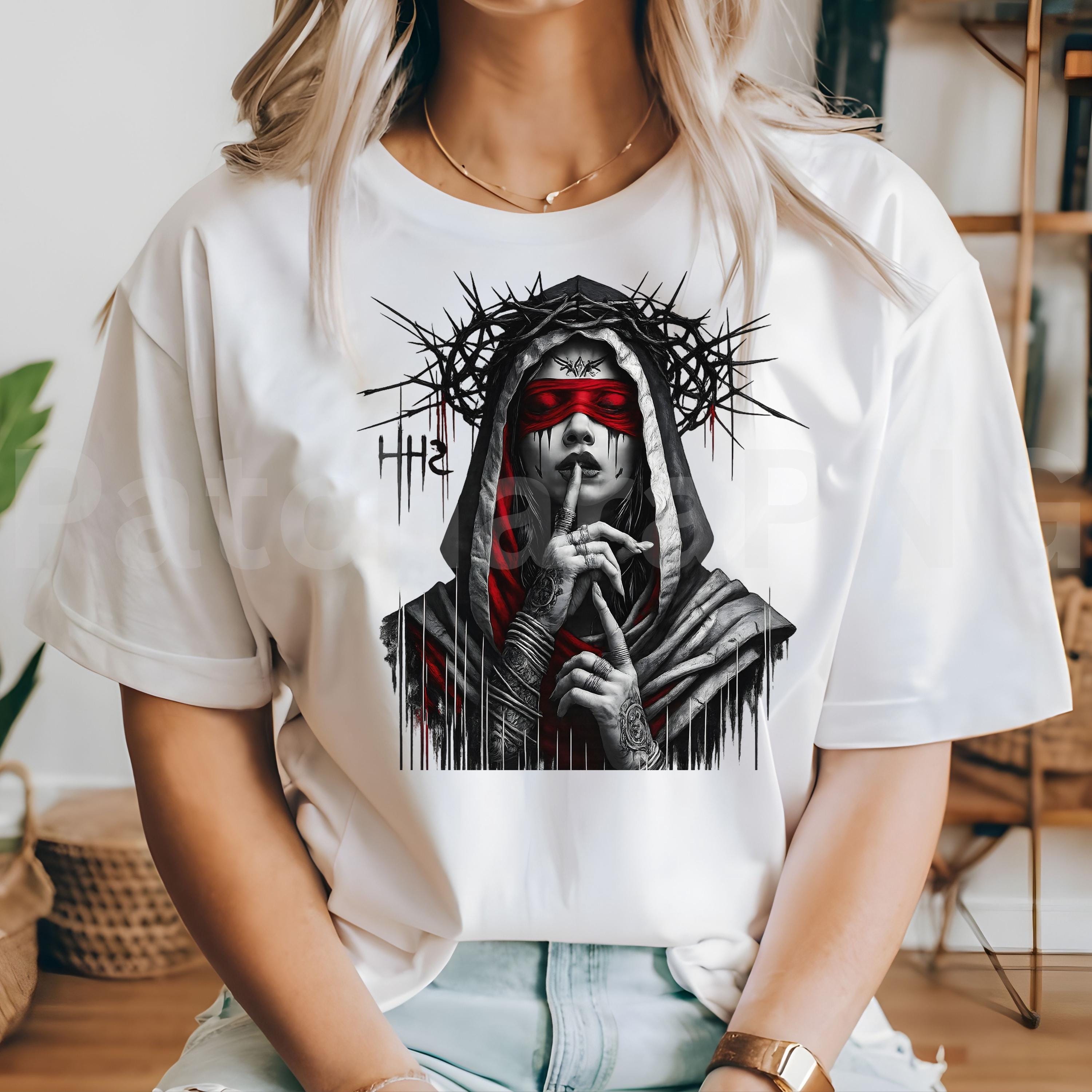 Dark Gothic Hooded Woman PNG | Graffiti Style Red Blindfold Art for ...