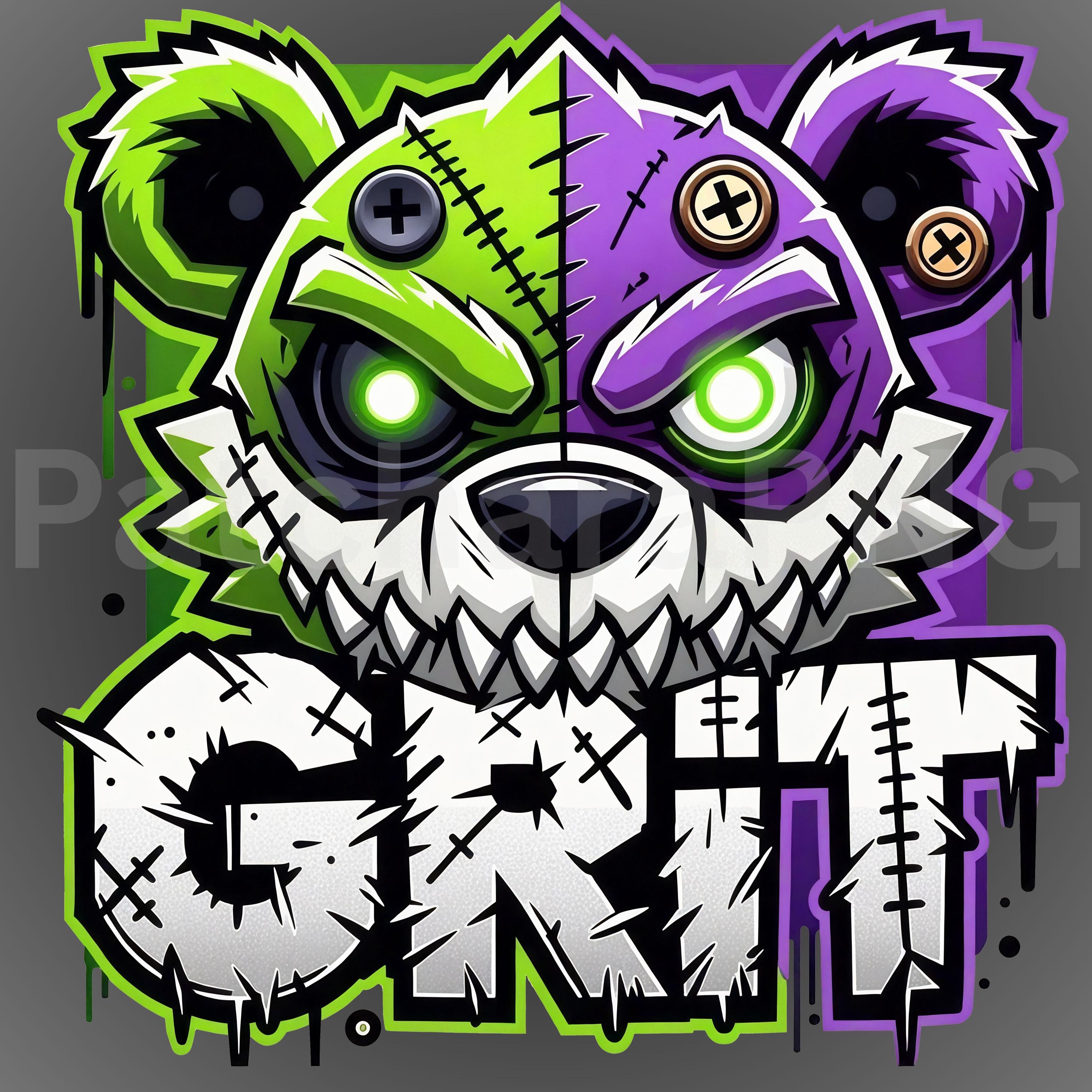 Streetwear Design, Grit Bear PNG | Split Face Zombie Bear Clipart ...