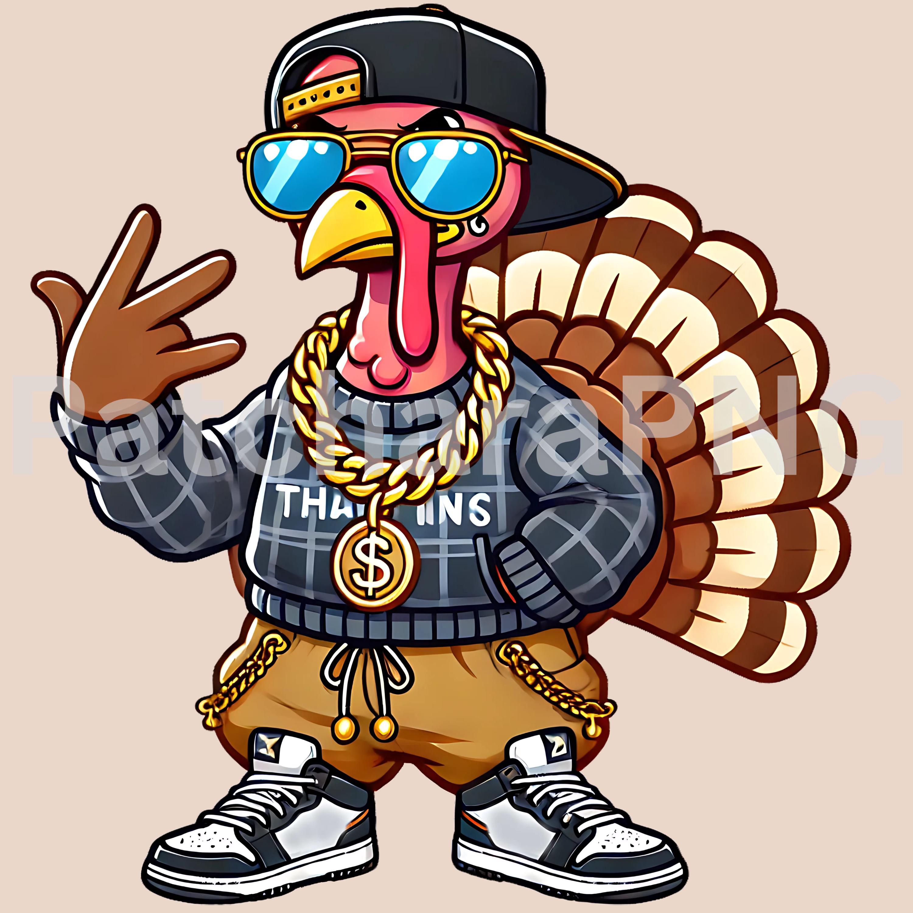 Hip Hop Turkey PNG | Funny Turkey Clipart With Glasses and Chains ...