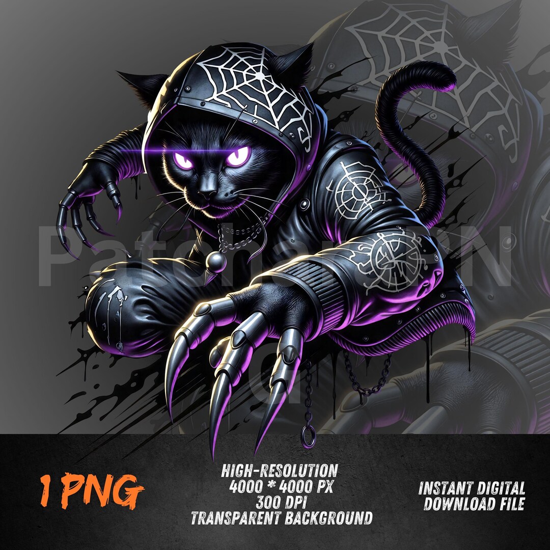 Black Cat Graffiti PNG – Cool Streetwear Style Cat With Claws, Perfect ...