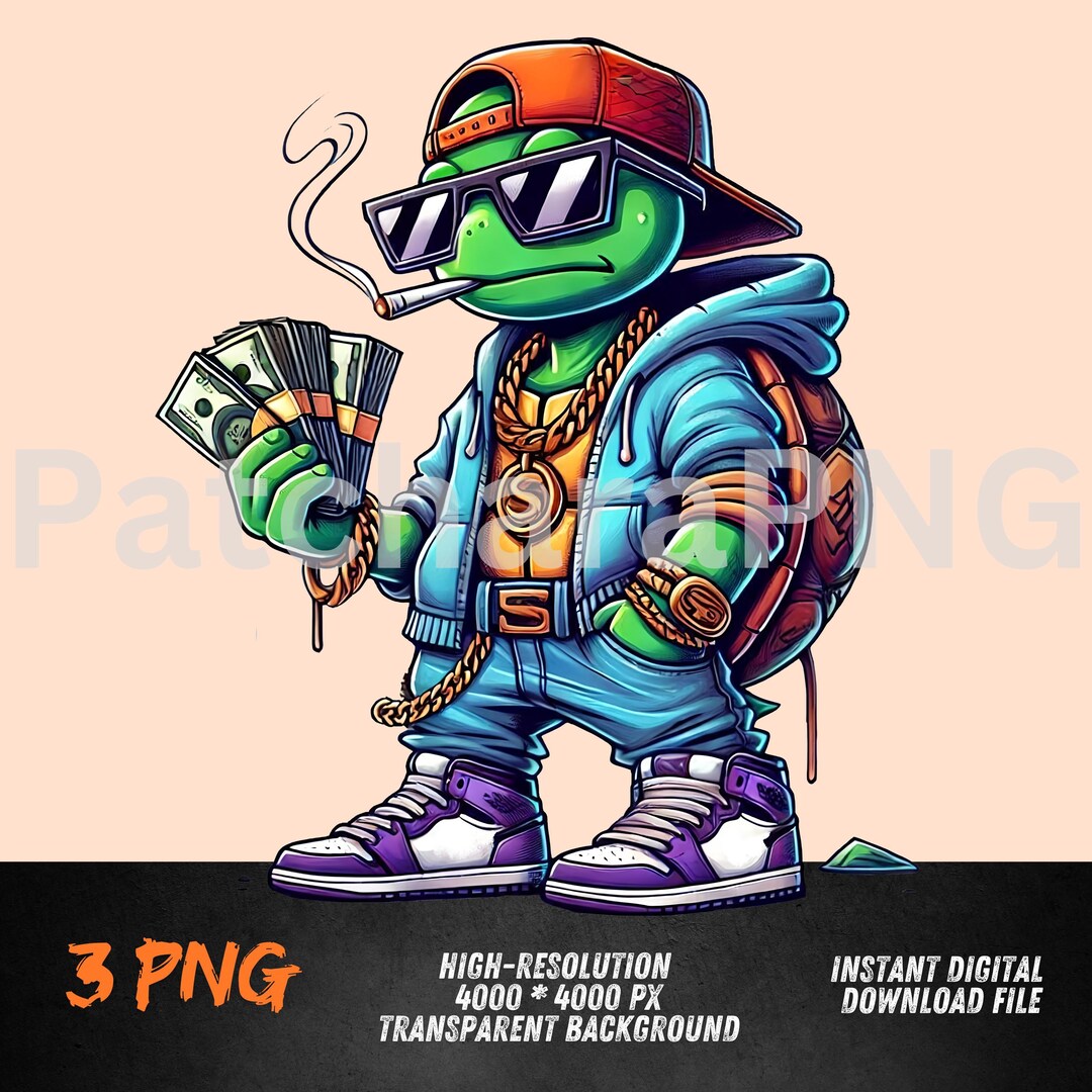 Cool Hip-hop Turtle Png | Streetwear Turtle Clipart | Urban Style ...