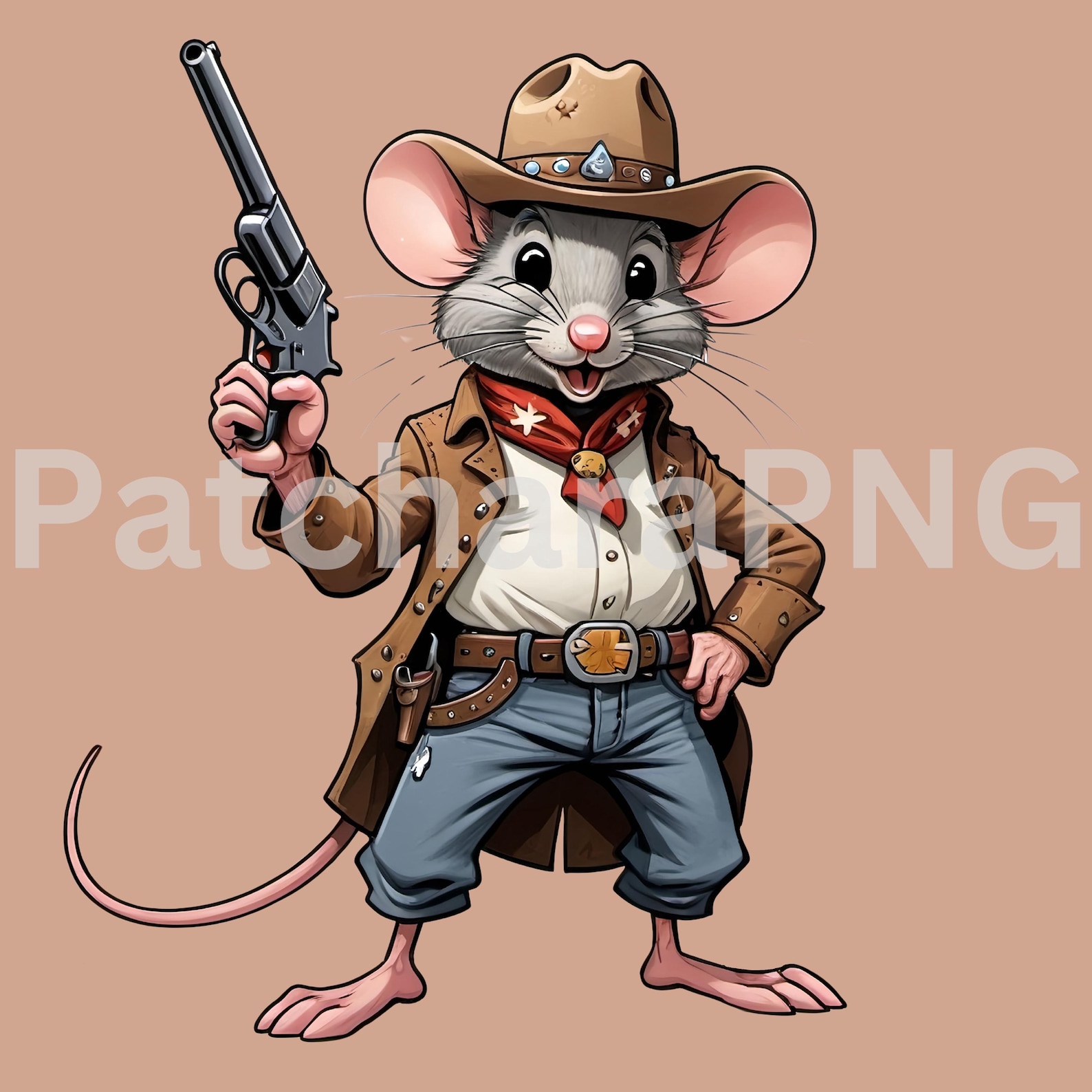 Cowboy Mouse Clipart PNG | Cute Western Mouse Art | Cartoon Mouse ...