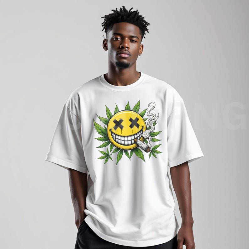 Weed PNG | Smiling Face Clipart With Joint and Leaf | Stoner Humor ...