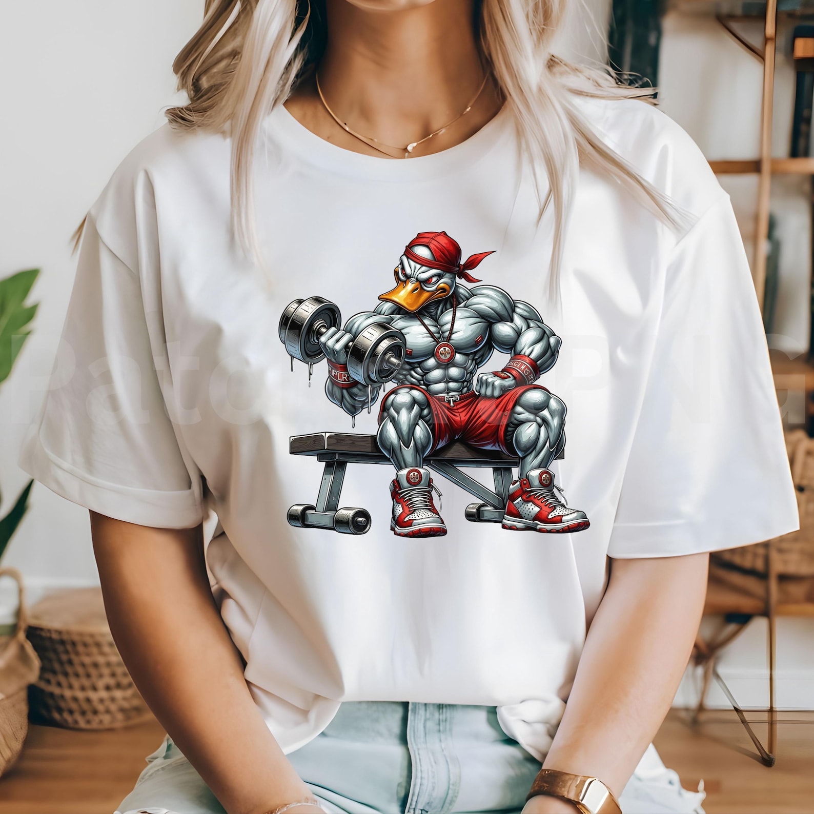 Muscle Duck Gym PNG, Funny Bodybuilder Mascot for DTF Print, Fitness ...