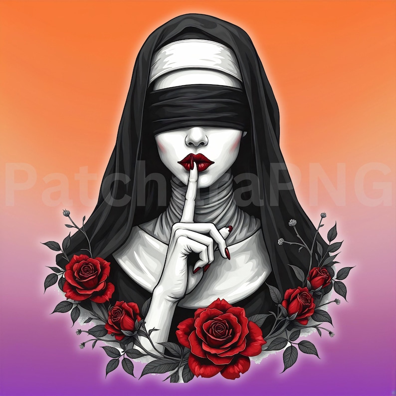 Gothic Nun Png, Dark Art Sublimation PNG, Gothic Rose Nun PNG for DTF ...