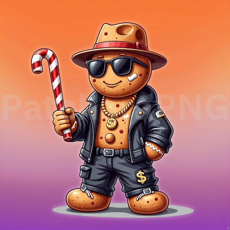 Gangster Gingerbread Man Clipart | Cool Hip-hop Cookie PNG | Trendy ...