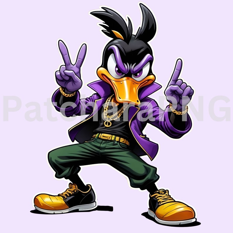Gangsta Duck PNG | Duck Clipart in Purple Jacket and Gold Chain ...