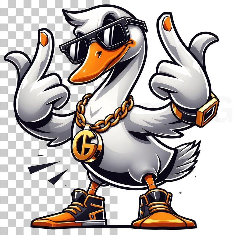 Gangsta Duck PNG – Funny Hip Hop Duck With Gold Chain & Sneakers ...