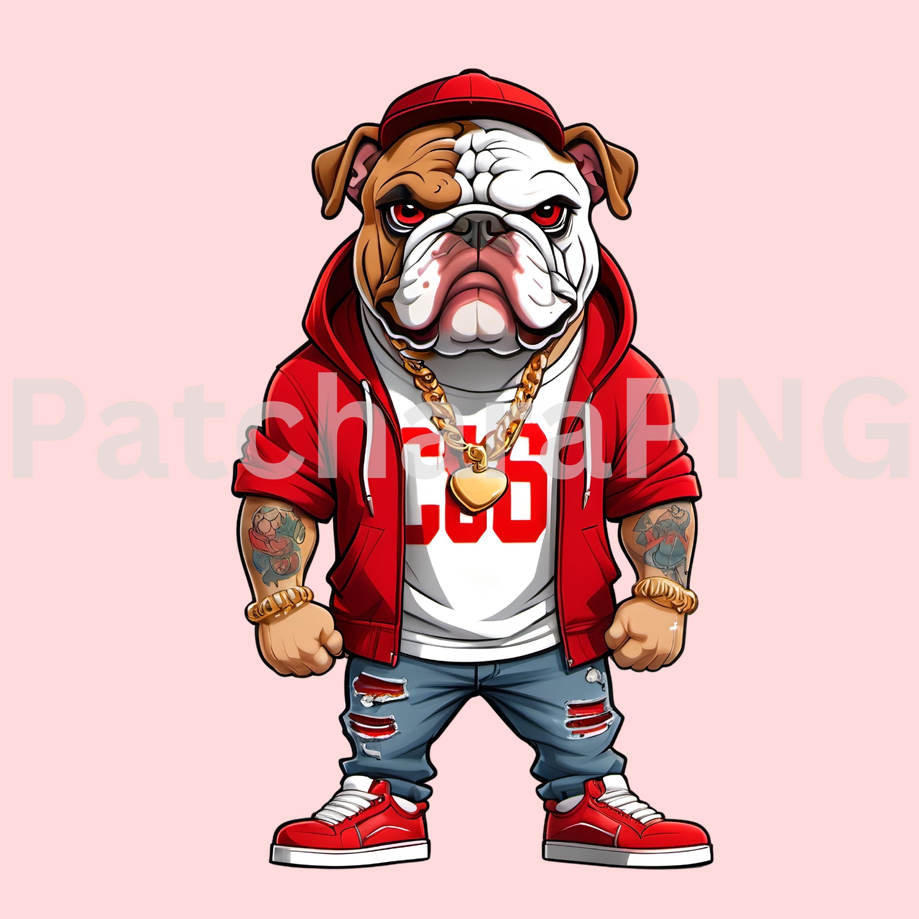 Gangsta Bulldog PNG | Cool Bulldog Clipart in Hoodie and Chain | Hip ...