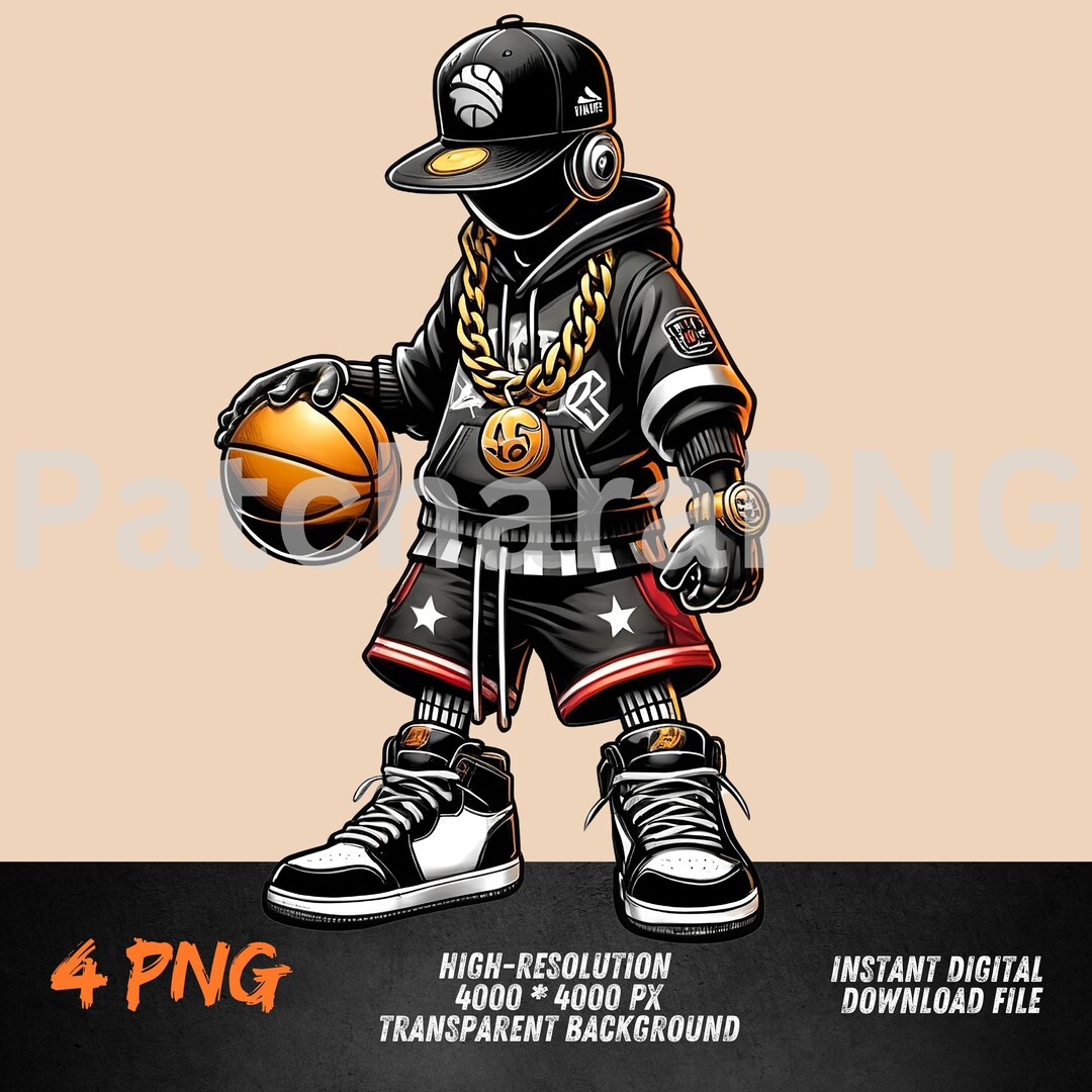 Hip-hop Basketball Player Cartoon Clipart | Cool Basketball Character ...