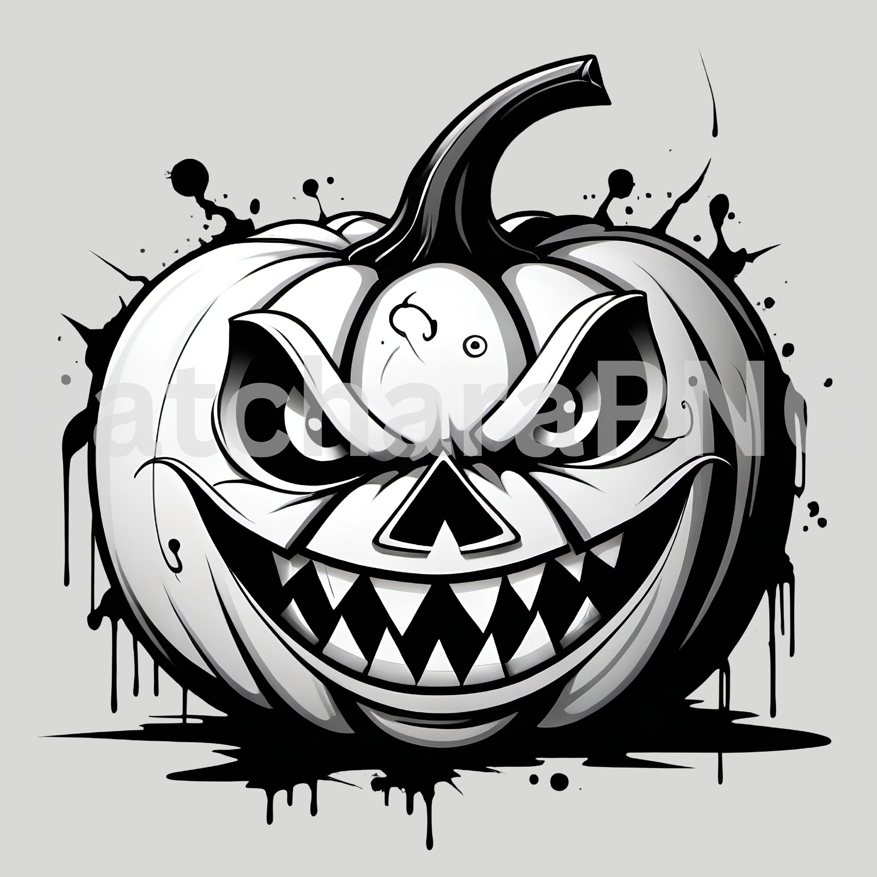 Menacing Evil Pumpkin Graffiti Art - Sinister Pumpkin Design for Spooky ...