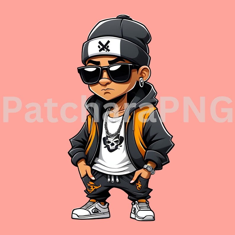 Cool Hip-hop Gangster PNG - Cartoon Streetwear Character With Bandana ...