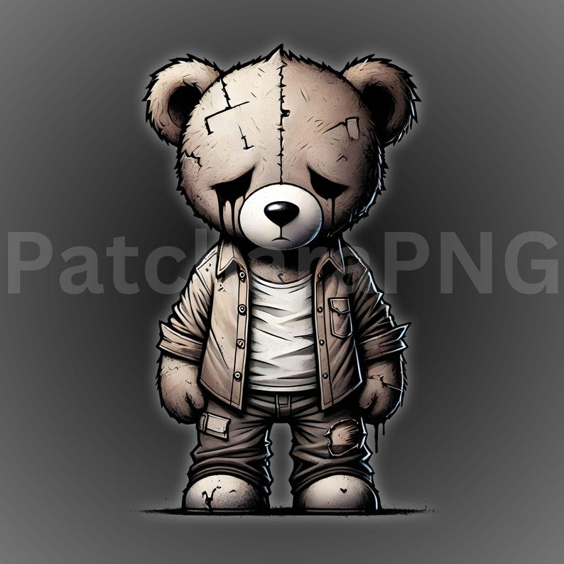 Crying Teddy Bear PNG | Grunge Sad Clipart for Sublimation | Broken ...