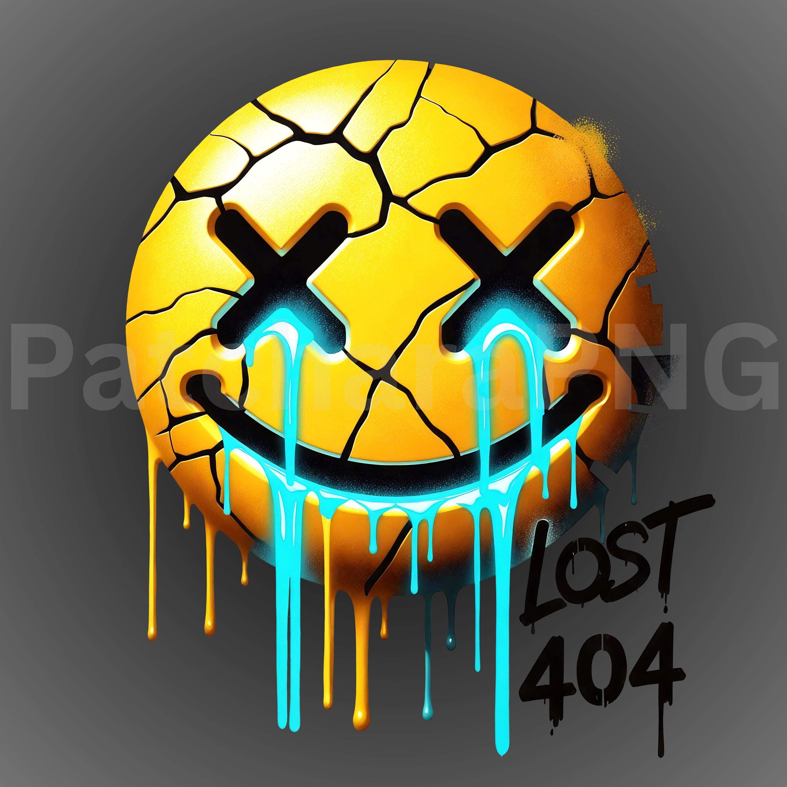 Broken Smiley Face PNG | Graffiti Drip Street Art | DTF Transfer ...