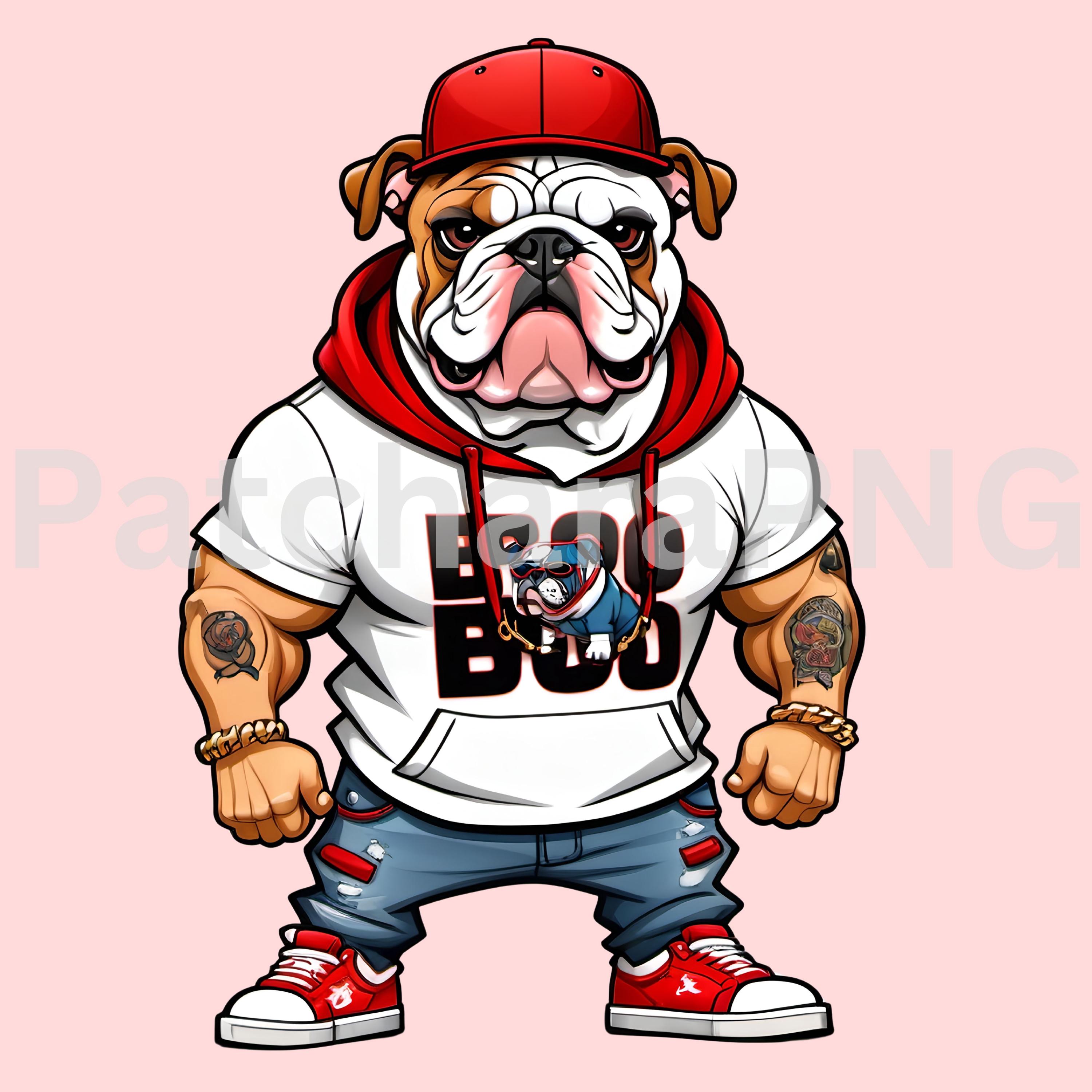 Gangsta Bulldog PNG | Cool Bulldog Clipart in Hoodie and Chain | Hip ...