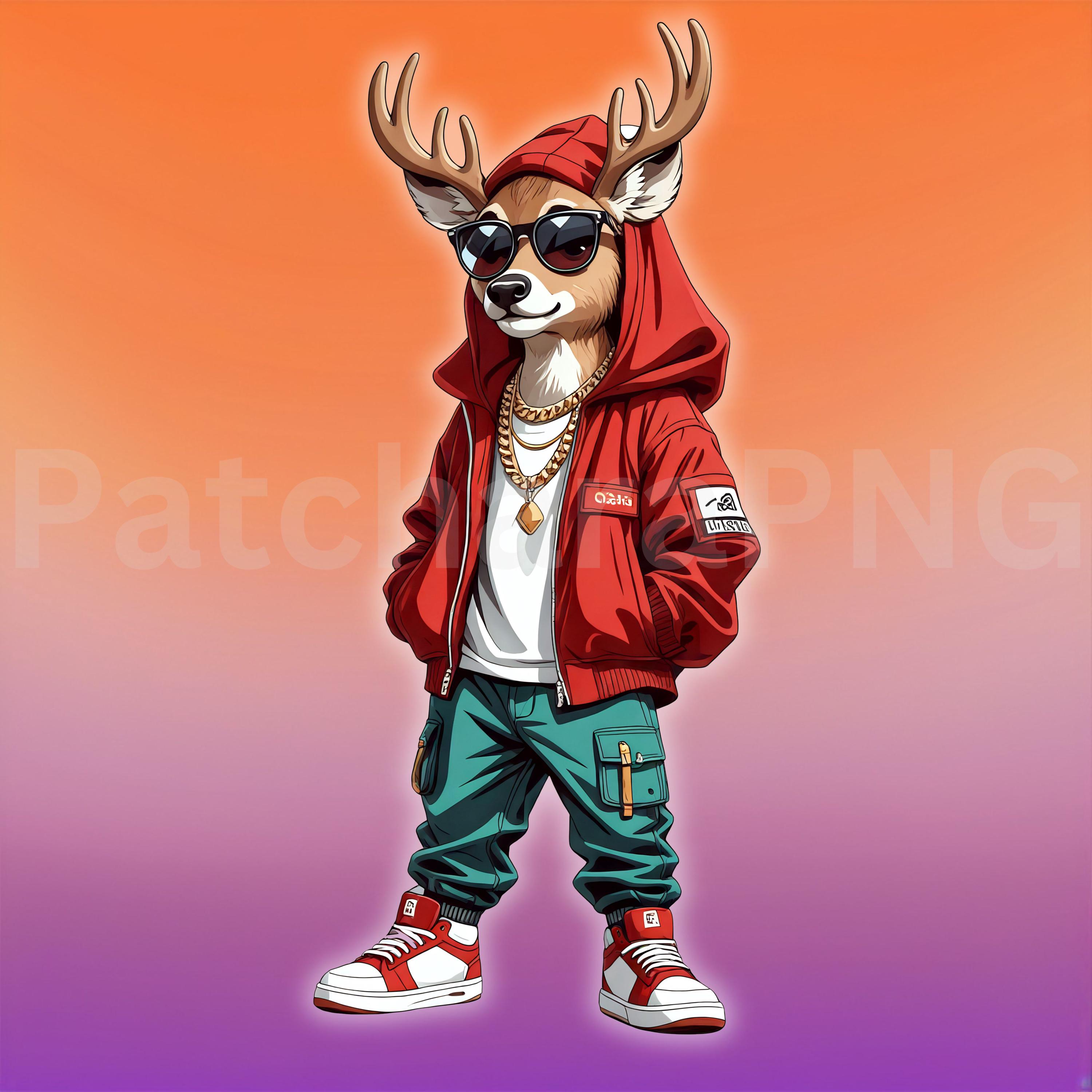 Streetwear Deer Cartoon PNG | Hip-hop Animal Character Design | Digital ...