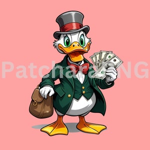 Rich Duck PNG | Fancy Cartoon Duck Holding Cash | Money Style Clipart ...
