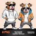 Swag Bulldog PNG | Twin Bulldog Clipart in Hoodies | Urban Street Dog ...
