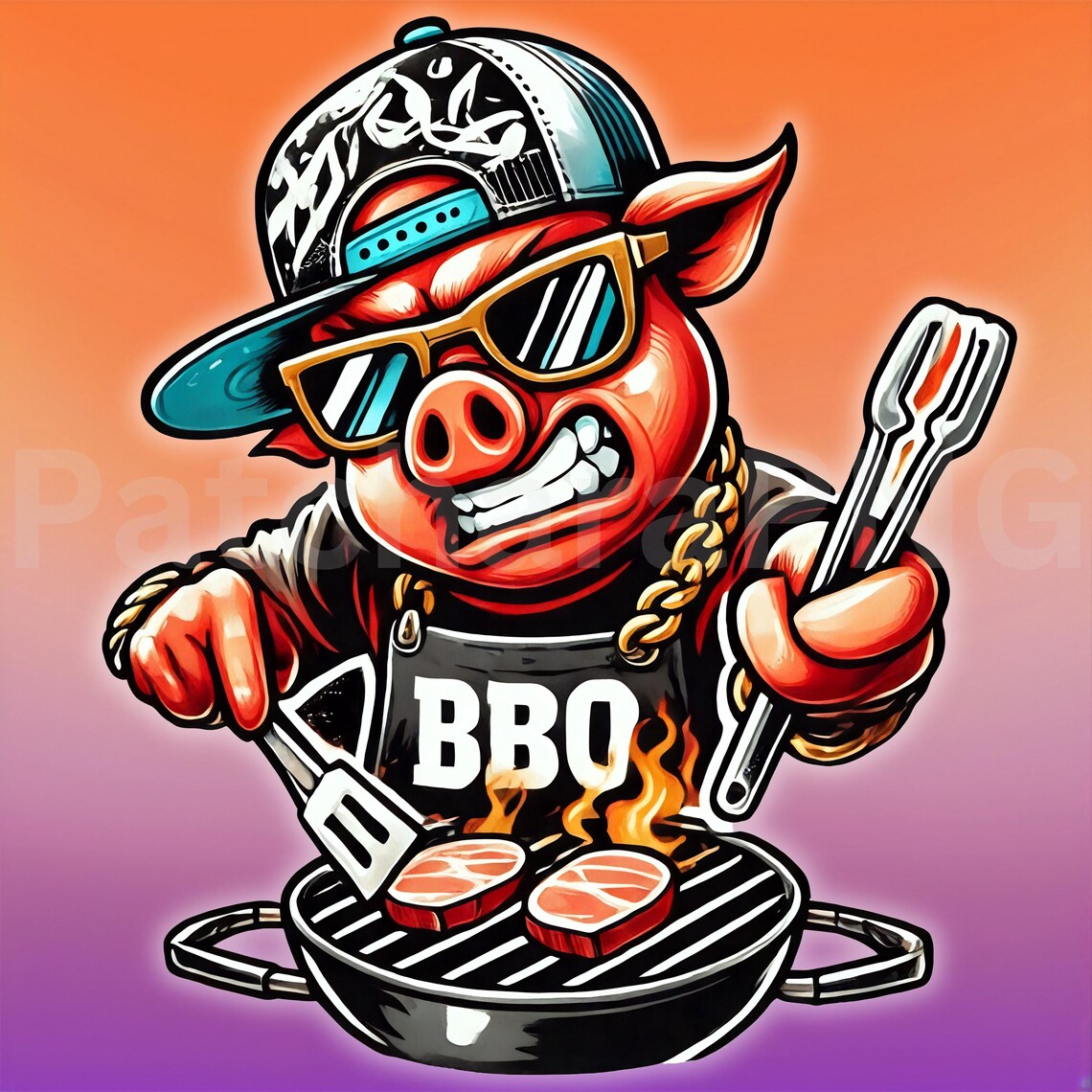 Swag Pig PNG | Cool Pig Clipart With Chains, Grillz, and Cap | Hip Hop ...