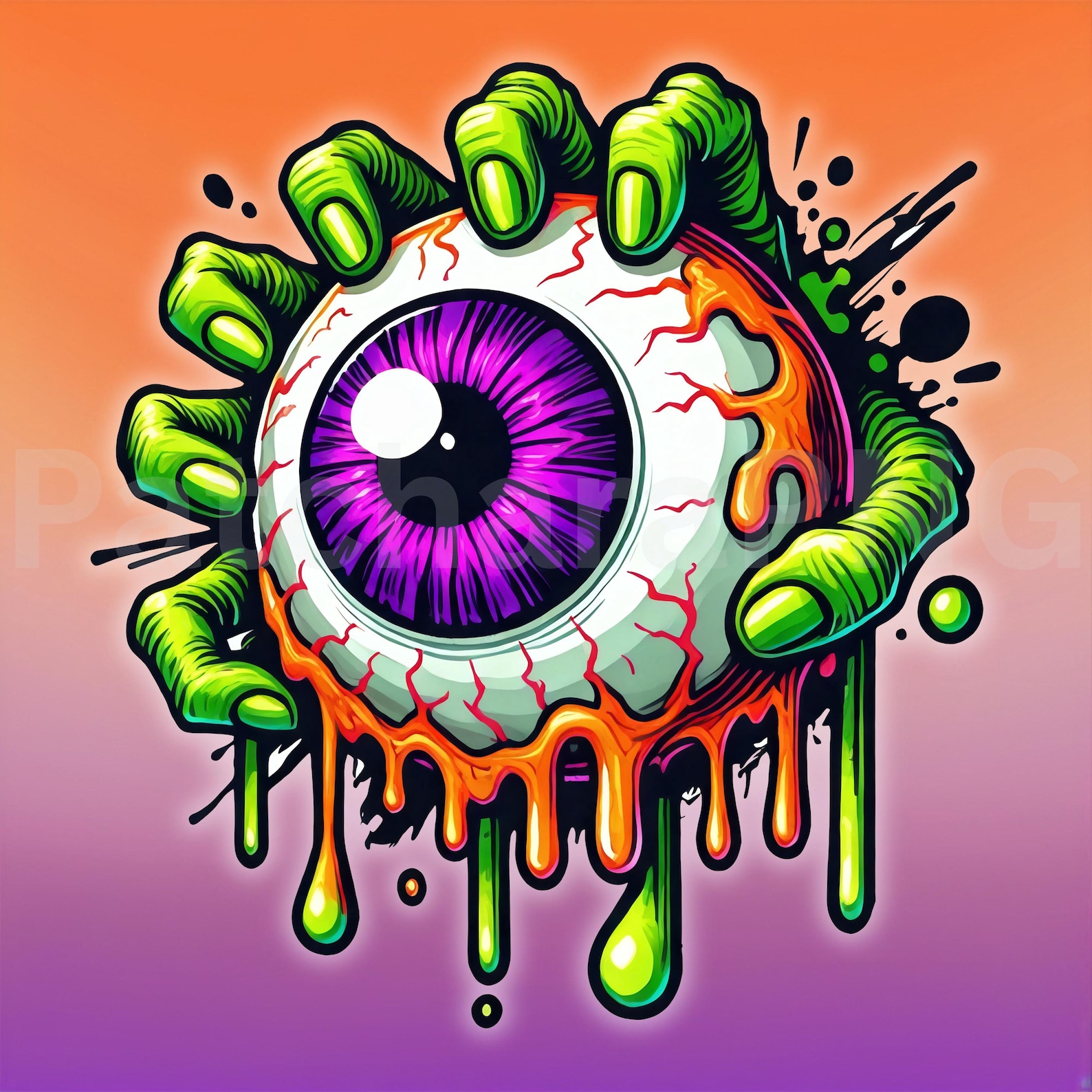 Melting Eyeball PNG | Psychedelic Dripping Eye Clipart | Trippy Horror ...