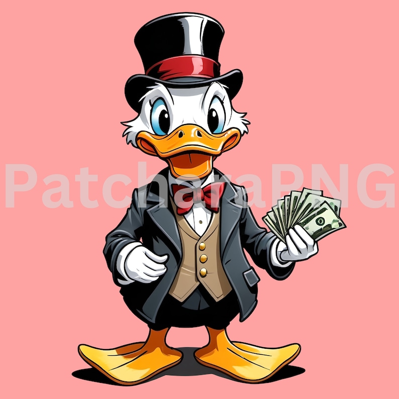 Rich Duck PNG | Fancy Cartoon Duck Holding Cash | Money Style Clipart ...