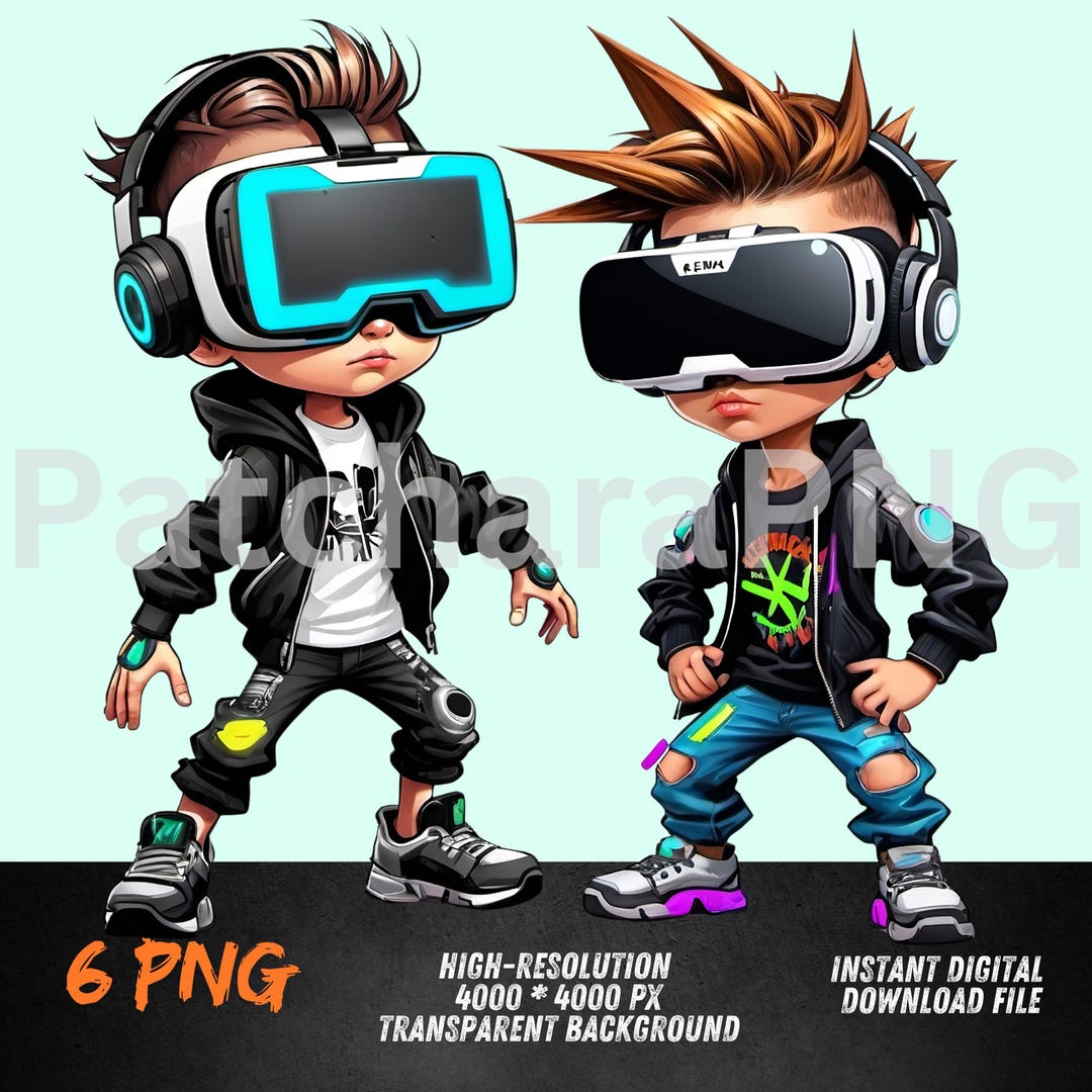 Cartoon VR Kid in a Dynamic Cyberpunk Striking a Hip-hop Pose With ...